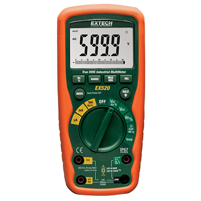 Extech EX520 11 Function Heavy-Duty True RMS Industrial MultiMeter ...